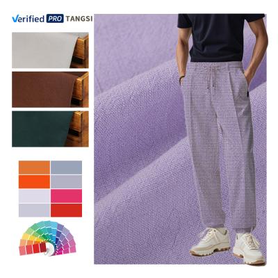 China Solid Color Stonewashed Soft Plain Dyed Blend 30% Linen 70% Viscose Fabric for Clothing for sale