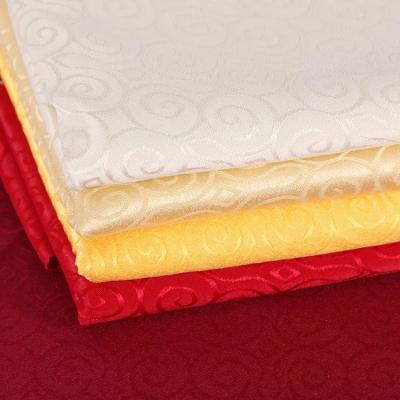 China 280 cm breed Polyester Jacquard stof voor hotel tafeldoek gordijn materiaal Te koop