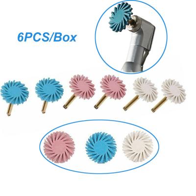 China 6Pcs  Dental Rubber Diamond Polisher Impeller CA RA Polishing Composite Kits Discs Wheel for sale