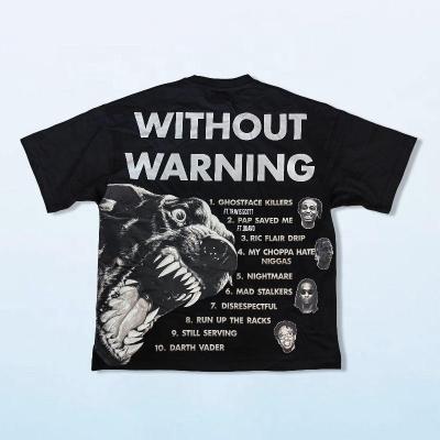 Chine T-shirt sur mesure imprimé Dtg Hip Hop noir blanc poids lourd tissé par méthode de tricot à vendre