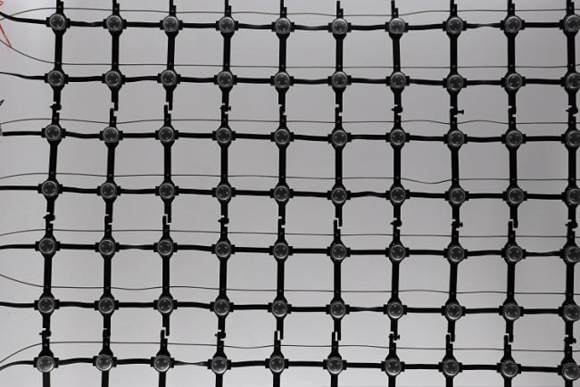 Close-up view of P143 LED mesh screen technology