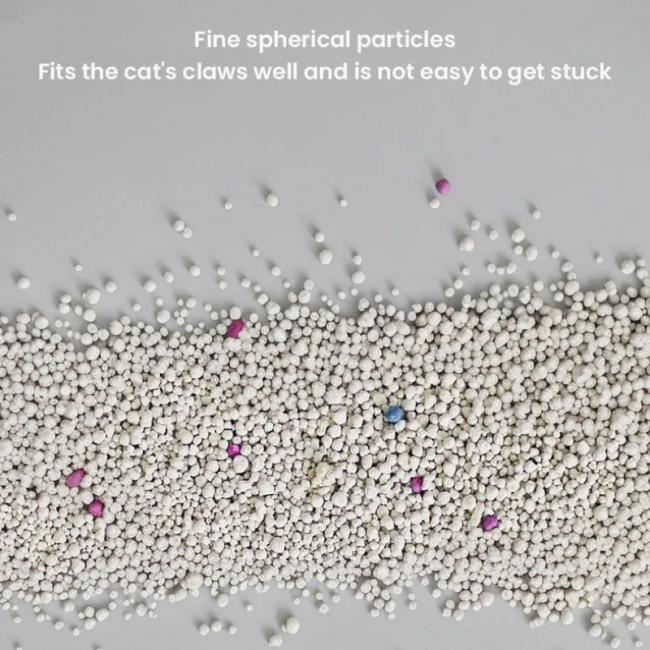 Bentonite cat litter product close-up