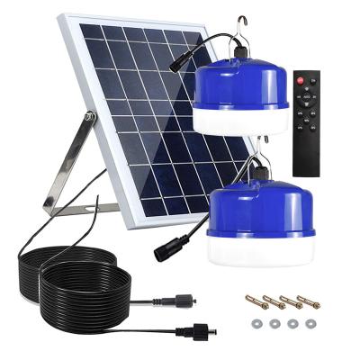 Cina Warehouse 2 Light Bulbs Solar Panel Led Indore Light Price Indoor Outdoor Portable Solar Generator Set Double Solar Light Bulbs in vendita