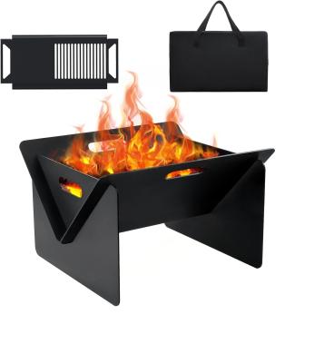 中国 18インチ 折りたたむ 屋外火穴 ブラック パワーコーティング 焼き鳥 キャンプ用 燃焼炉 販売のため
