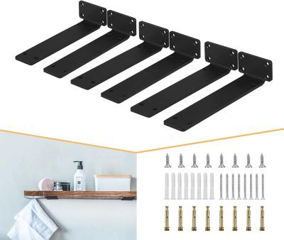 China Padrão Negro Decorativo Industrial Adjustavel Prateleira de Mármore Bracket Parede Montar Brackets Metálicos Escondidos Suportes à venda