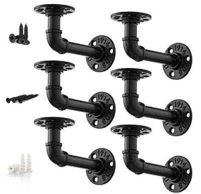 China Industrial DIY L Pipe Rack Bracket Vintage Look resistente à ferrugem decoração de tubos pretos para parede à venda