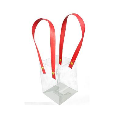 China Factory Wholesale Custom Simple Transparent Clear PVC Tote Gift Bags Plastic Packaging Bag With Handle for sale