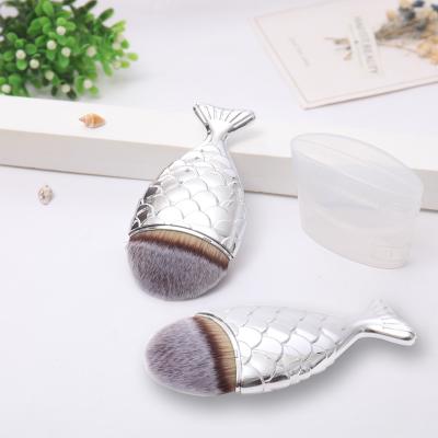 China Plastic Handle Single Mermaid Fish Tail Face Foundation Brush for sale