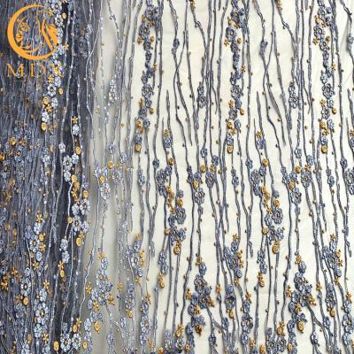 Cina Decorazione floreale variopinta degli zecchini di scintillio del ricamo del tessuto del pizzo di MDX in vendita