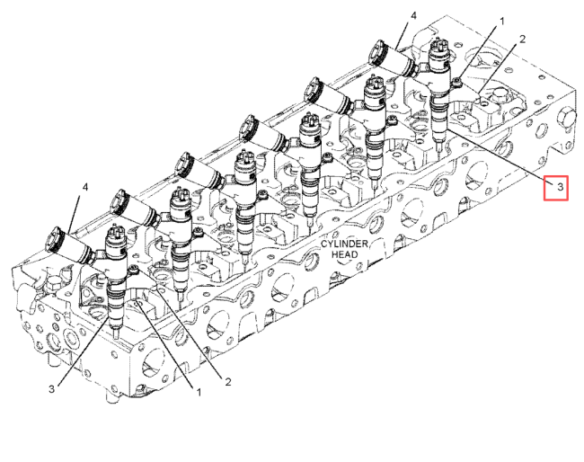 C.A.T 320D Excavator fuel injector part location diagram showing installation position