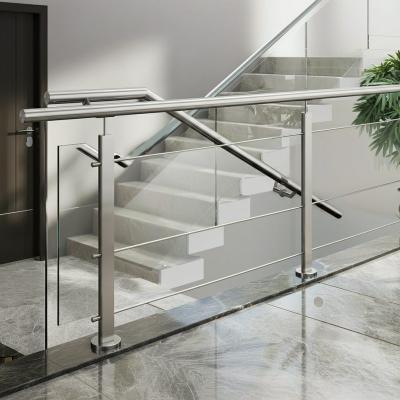 Chine Stylish Brushed Stainless Steel Handrails with Round Plate Cover for Glass Staircases à vendre