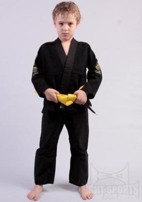 Cina Vestito lungo di arti marziali di gi del nero del kimono di gi della manica BJJ con la cinghia gialla in vendita