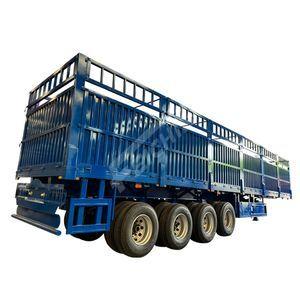 China Feichi 3 4 Axle Drop Side Wall Fence Semi Trailer Sidewall Dropside Cargo Transport Truck Trailer for Sale with High Quality for sale