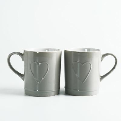 Chine Lave-vaisselle Safe Glazed tasses de café de porcelaine de 10 onces Grey As Birthday Gift à vendre
