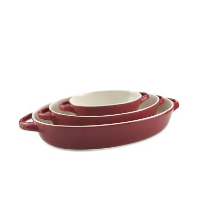 Κίνα Τα ωοειδή κεραμικά πιάτα Bakeware πατατών κουζινών καθορισμένα το τηγάνι ψησίματος Bakeware προς πώληση