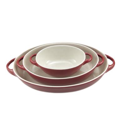 Κίνα Τα ωοειδή κεραμικά πιάτα Bakeware πατατών κουζινών καθορισμένα το τηγάνι ψησίματος Bakeware προς πώληση