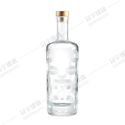 China Grundmaterial Vollflasche Wodka und Brandy Glasflasche mit Siebdruck zu verkaufen