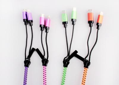 Cina cavo multifunzionale di USB della chiusura lampo piana di 1m con metallo Shell micro USB/8pin in vendita