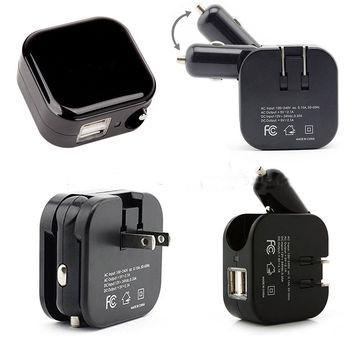 Cina 2 in 1 caricatore dell'automobile della parete di USB combinato, caricatore piegante di viaggio di automobile di USB della spina in vendita