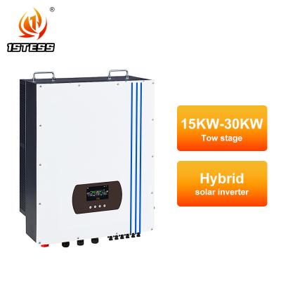중국 30Kw 3단계 하이브리드 태양광 인버터 IP65 MPPT 충전 모드 주파수 50Hz/60Hz 판매용