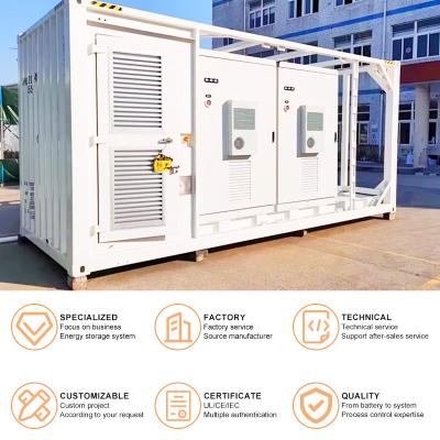 China 1Mwh 2Mwh batería Industrial Comercial Batería solar Contenedor de almacenamiento 100kwh baterías Contenedor de sistema de almacenamiento de energía en venta