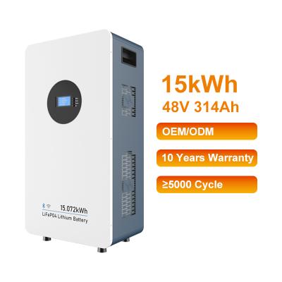 중국 주거용 가정용 올인원 배터리 팩 에너지 저장 48V 시스템 15kWh 314Ah (BMS 보호 포함) 판매용