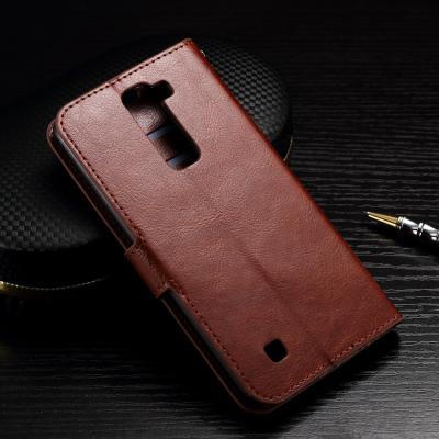 Cina Il cuoio del Lg K7 del supporto del portafoglio riveste la protezione esile di goccia di Brown Crazy Horse di progettazione in vendita