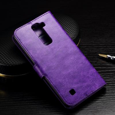 Cina Fine del magnete di stile del foglio della cassa del portafoglio di Crazy Horse LG K10 con la cassa molle della gelatina di TPU in vendita