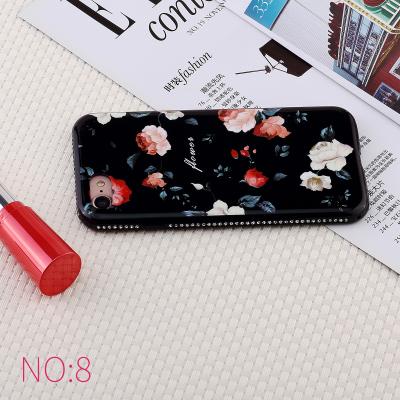 Cina Copertura posteriore di cuoio Diamante-confinata per il fiore molle dell'epossidico di caso di Iphone 6 TPU in vendita