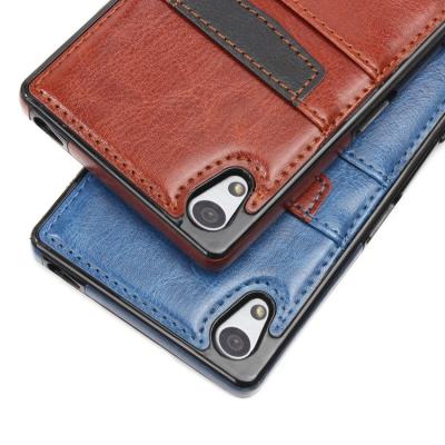 Cina Titolare della carta esile Sony Xperia della cassa classica del cuoio di Brown con la funzione del portafoglio in vendita