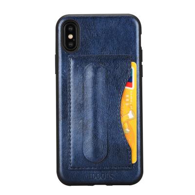 Cina Cuoio di Idools per la cassa di cuoio molle posteriore del PC TPU del supporto del supporto di sostegno della fessura per carta della copertura una di iphone 10 di iphone X in vendita