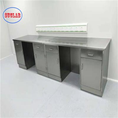 China Silver Stainless Steel Lab Bench with 2 Cabinets and As Drawing Number of Legs for sale