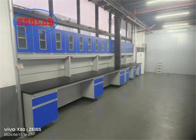 China Mesa de trabajo de laboratorio de laboratorio de química resistente a los químicos Vietnam con marco resistente al fuego y gabinetes múltiples en venta