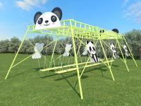 Quality Panda Shaped Green Garden Play Sets Kids Outdoor Swing Chair 230cm Commercial Swing Set for sale