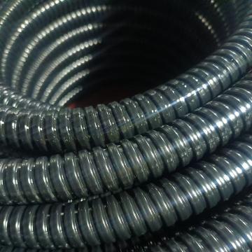 Plastic wrapped metal hose showing flexible corrugated design