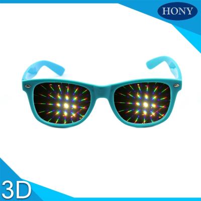 중국 튼튼한 플라스틱 빨강 3D 불꽃 놀이 유리 0.65mm 렌즈 PC 구조 판매용