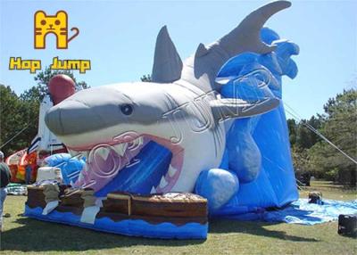 中国 0.55mm厚いポリ塩化ビニールの鮫膨脹可能な水スライドの跳ね上がりのコンボの子供Inflatables 販売のため