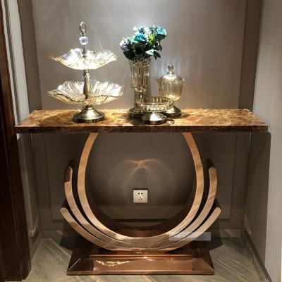 中国 Odetteの大理石の上のホールのテーブルの居間のための贅沢な現代家具のチタニウム 販売のため