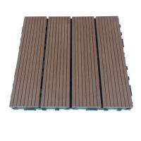 Quality Sanded Garden Interlocking WPC Deck Tiles Redwood Teakwood Color for sale