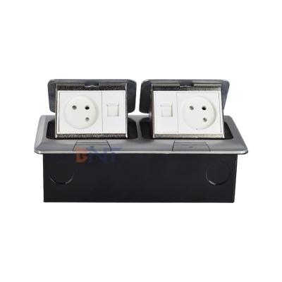 China ODM/OEM Waterproof Hidden Pop-Up Type Floor Socket Box Israel Standard 2 AC Outlets Grounding Outlets for sale