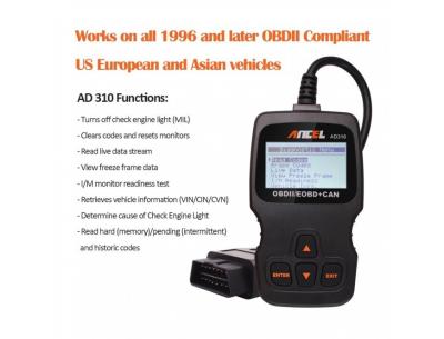 China 2016 OBD2 Auto Diagnostic Scanner Ancel AD310 Multi-languages Engine Analyzer Code Reader Better Than elm327 Scan Tool U for sale