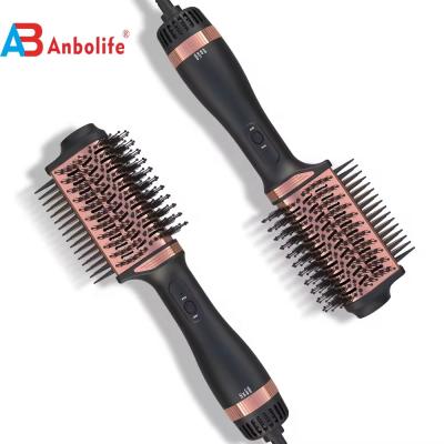 China 2-in-1 Titanium Hair Brush Styler with 1200W Power 3 Temperature Levels and 2 Speed Settings for Easy Hair Styling for sale