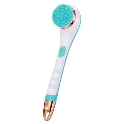China Fully Automatic Rechargeable Electric Bath Brush with Long Handle Silicone Body Massage Scrubber for sale