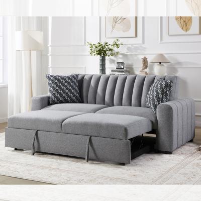 China Sofá-cama conversível Queen Size, Cama pull-out confortável com encosto ajustável, Sofá-cama futon, Tecido cinza à venda