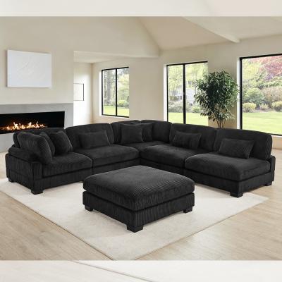 China Modulares Ecksofa, schwarzer Cordstoff zu verkaufen
