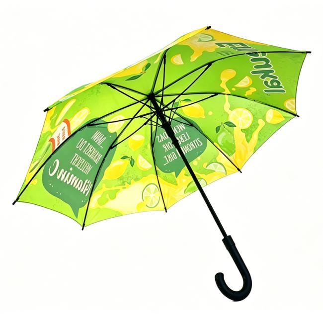 Custom branded city umbrella used for outdoor corporate marketing promotion