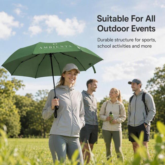 Custom logo folding umbrella for outdoor events, sports and group activities, durable portable promotional travel umbrella
