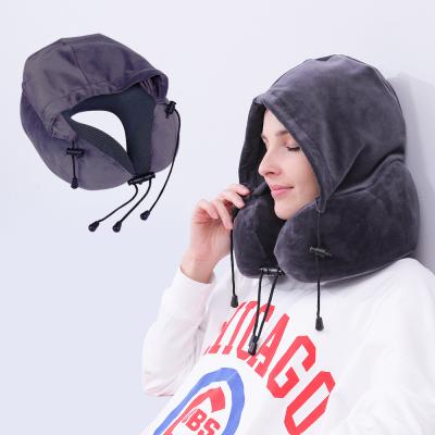 Κίνα Εύκολη τσάντα αποθήκευσης Hoodie U σχήμα Memory Foam Neck Pillow για αεροπορικά ταξίδια προς πώληση