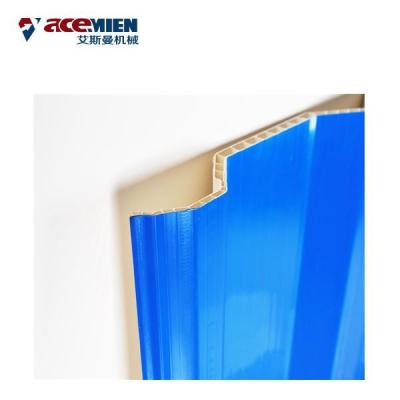 China Twee Laag Golfdakblad die Machine tot pvc maken Plastic Tweelingmuurblauw Te koop