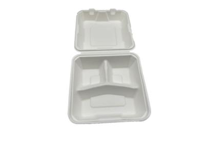 中国 9インチ3コンパートメント生物分解性のテイクアウトの食品容器 販売のため